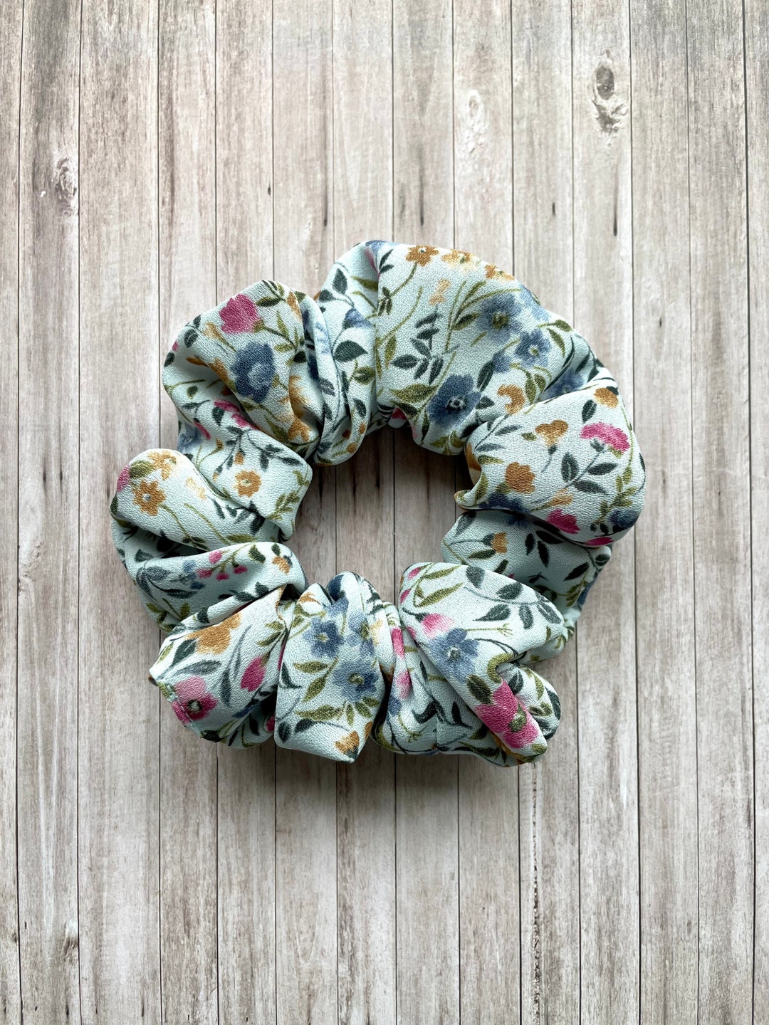 Pale Blue Floral Chiffon Hair Scrunchie - Etsy