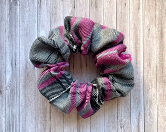 Handmade Pink Tartan Hair Scrunchie - Etsy