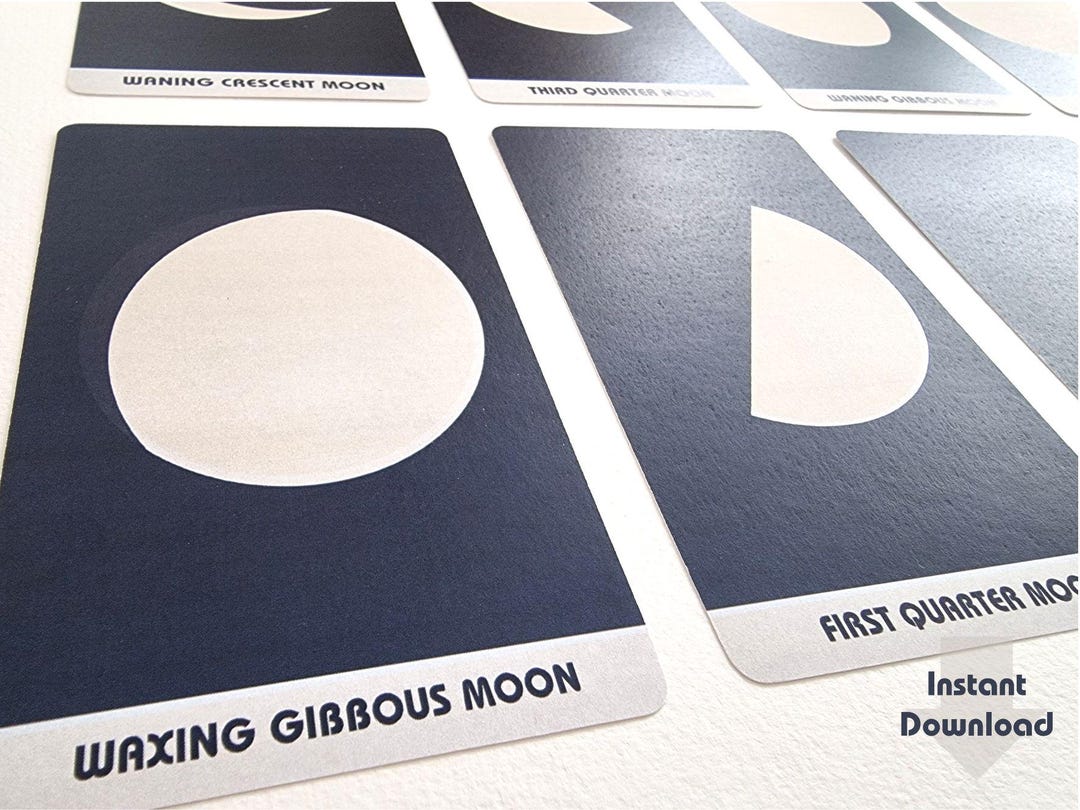 Moon Phase Cards | Digital Download - Etsy