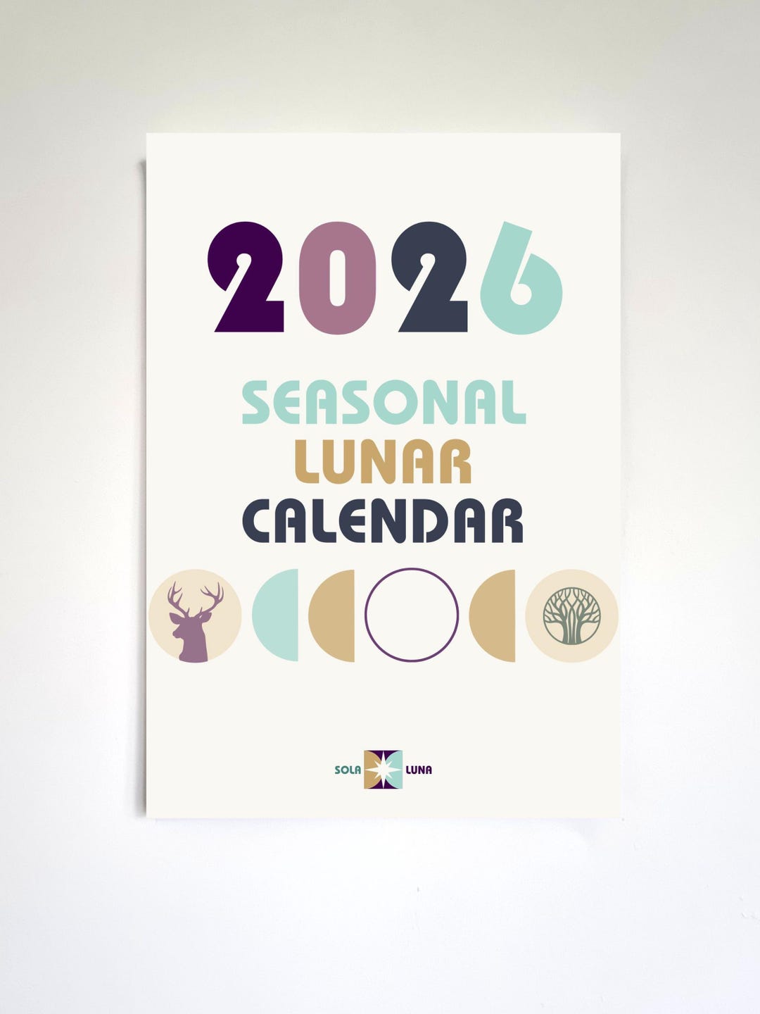 Seasonal Moon Wall Calendar 2026 – Lunar Phases & Full Moons - Etsy