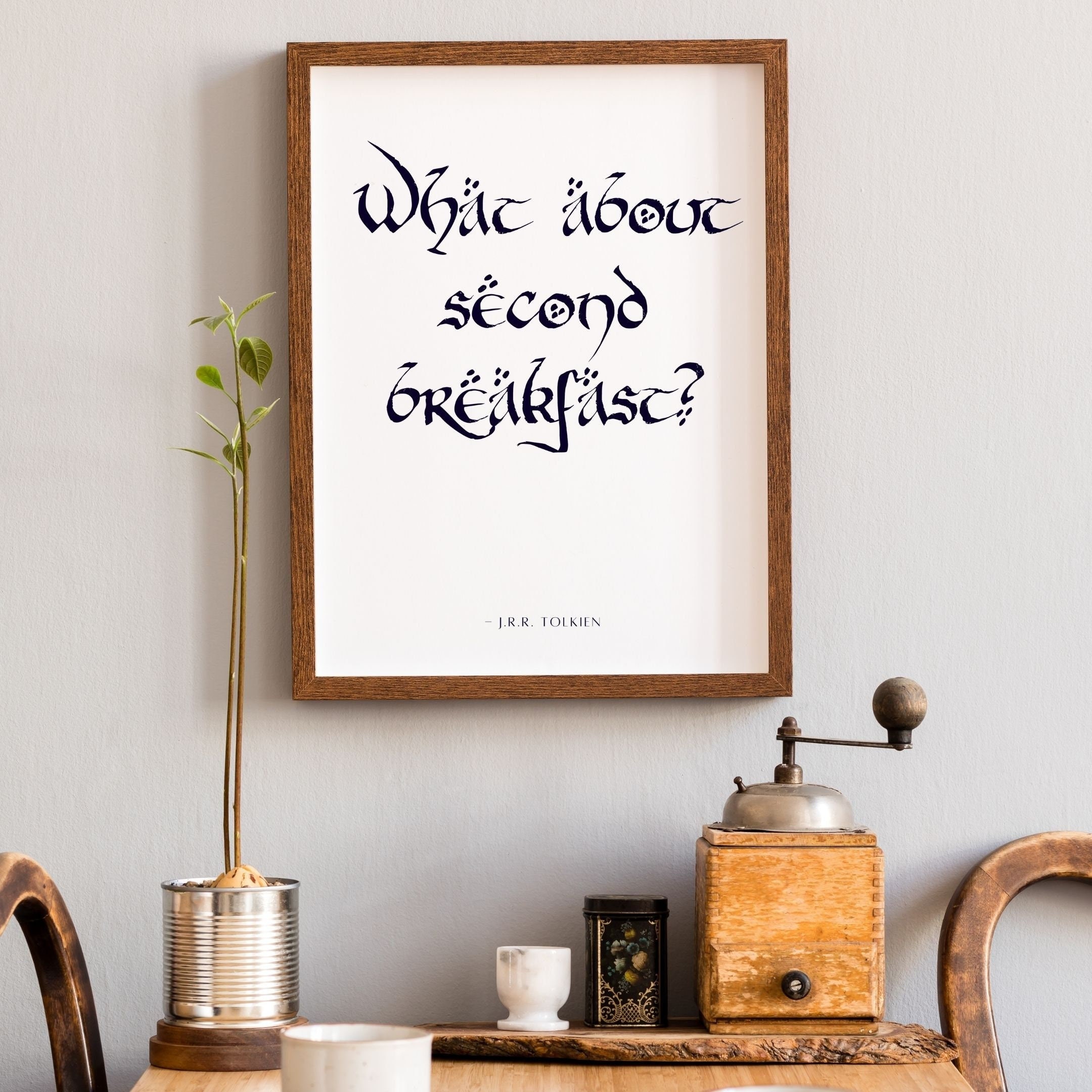 What About Second Breakfast | LOTR Quote | Tolkien Wall Art | Lord of ...