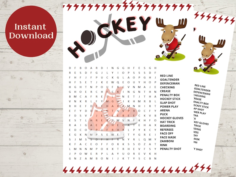 Hockey Word Search for Kids, PDF Printable and Instant Download - Etsy