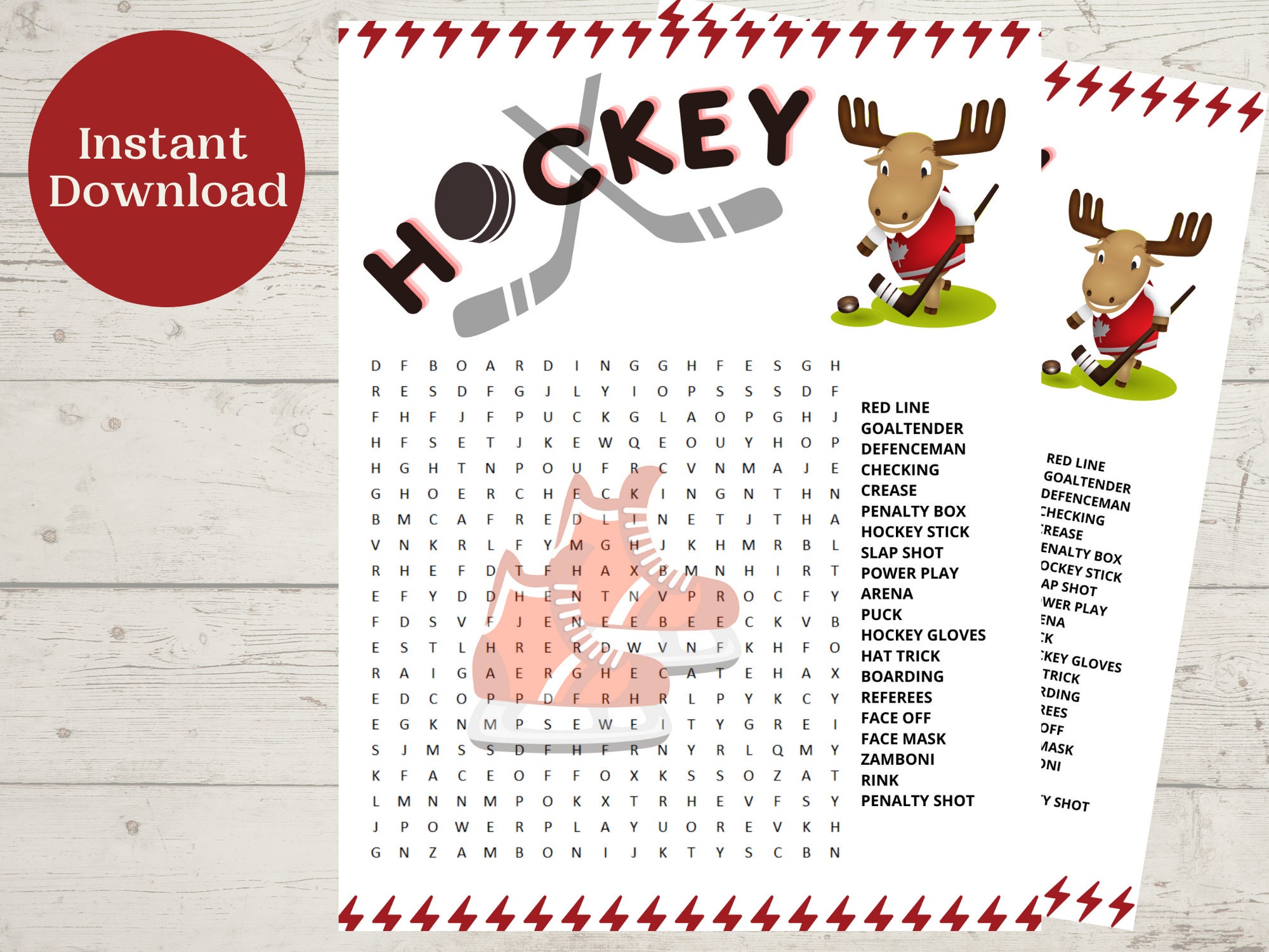 Hockey Word Search for Kids, PDF Printable and Instant Download - Etsy