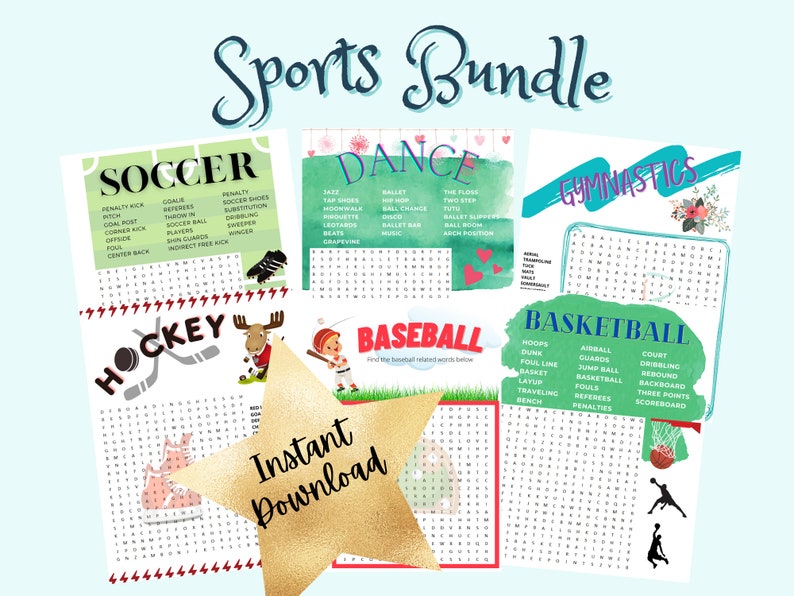 Gymnastics Word Search for Kids, PDF Printable/instant Download - Etsy