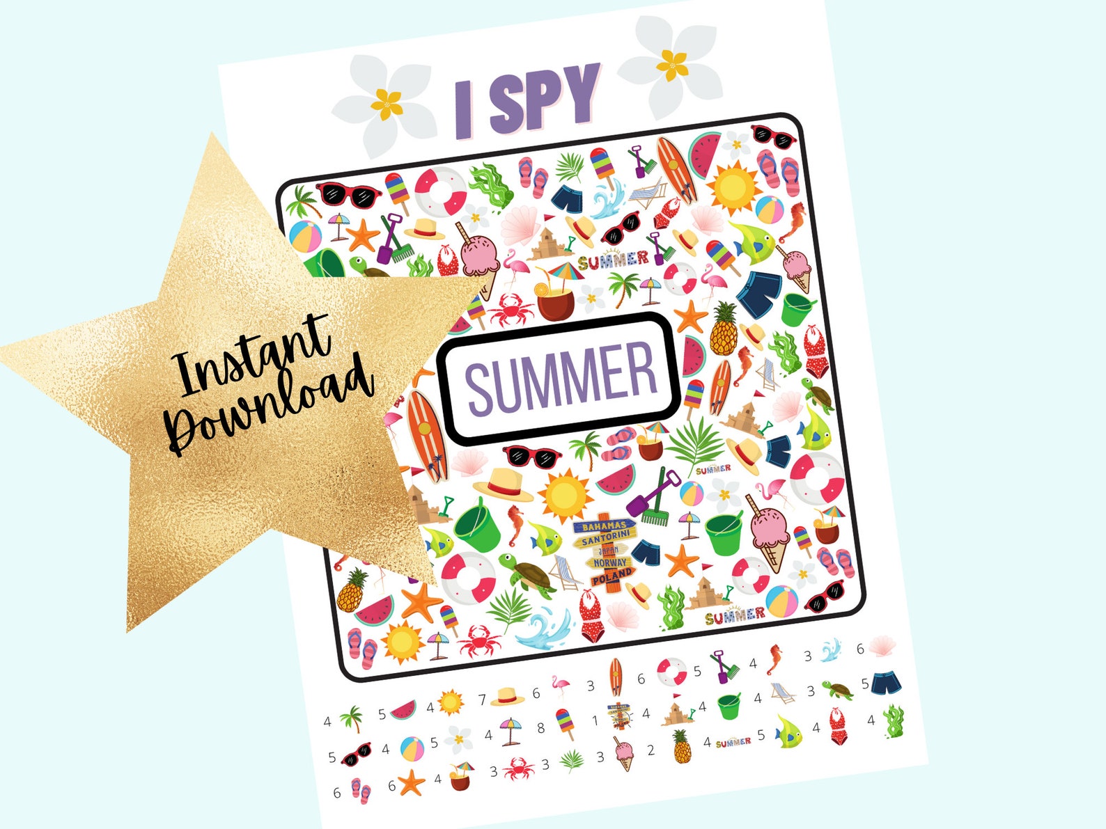 Summertime I SPY Game for Kids Summer Activities Printable | Etsy