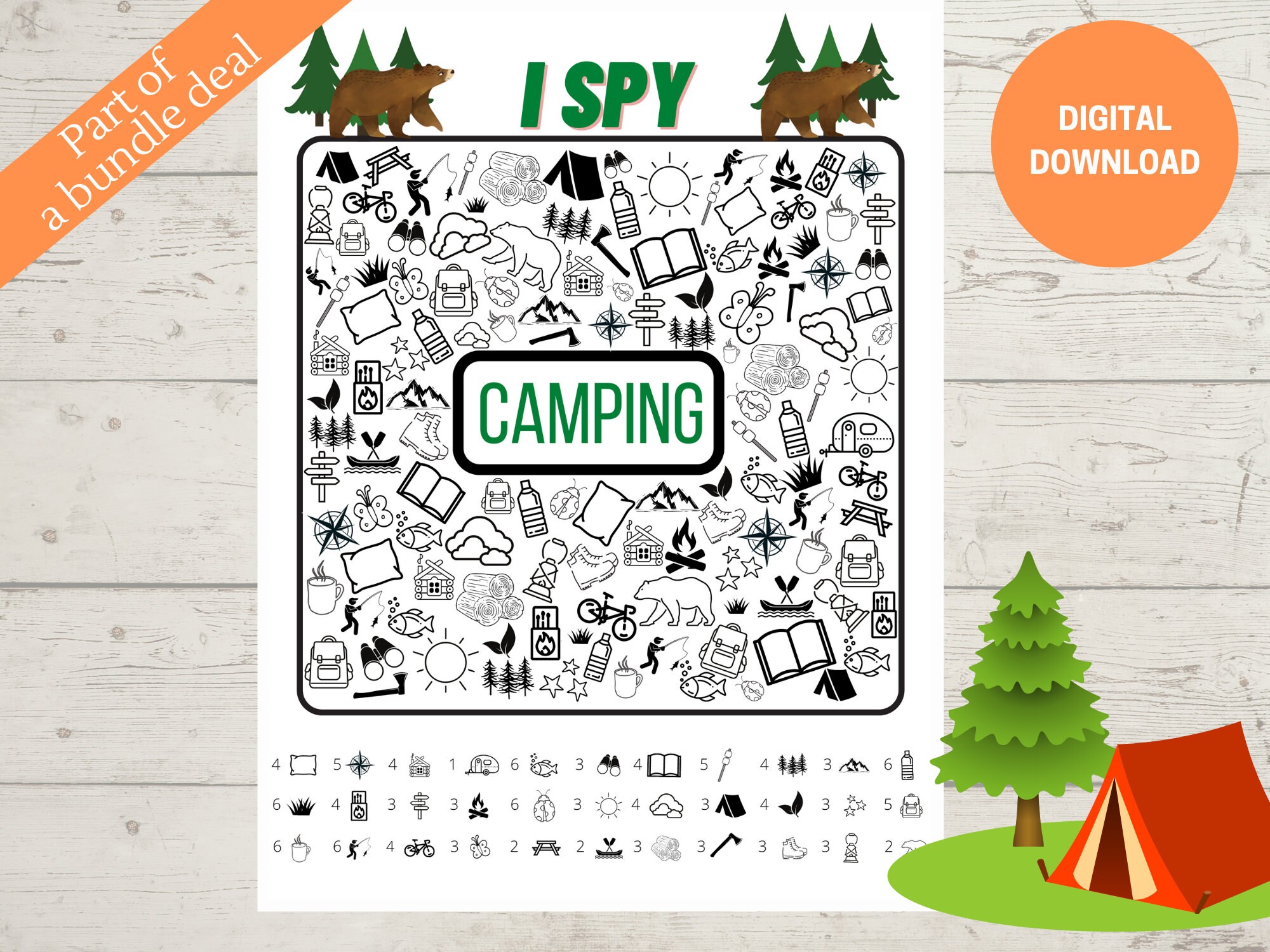 Camping Bundle, Camping Activities, Word Search for Older Kids, Digital ...