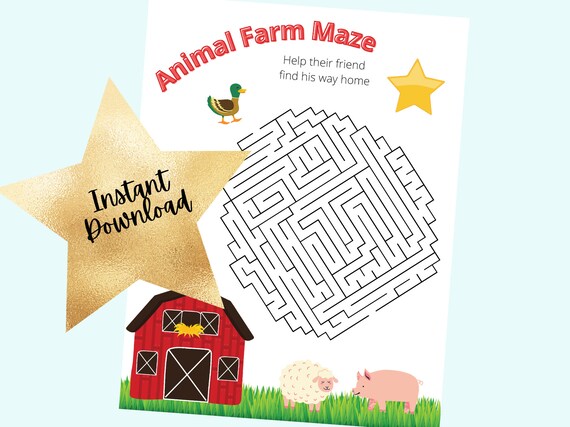 Fun Maze of Animals On The Farm for Kids | Etsy