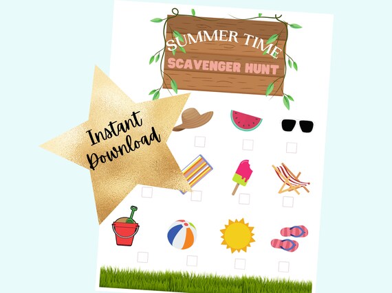 Outdoor/Indoor Scavenger Hunt Game Kids Summer Time Fun Pool | Etsy