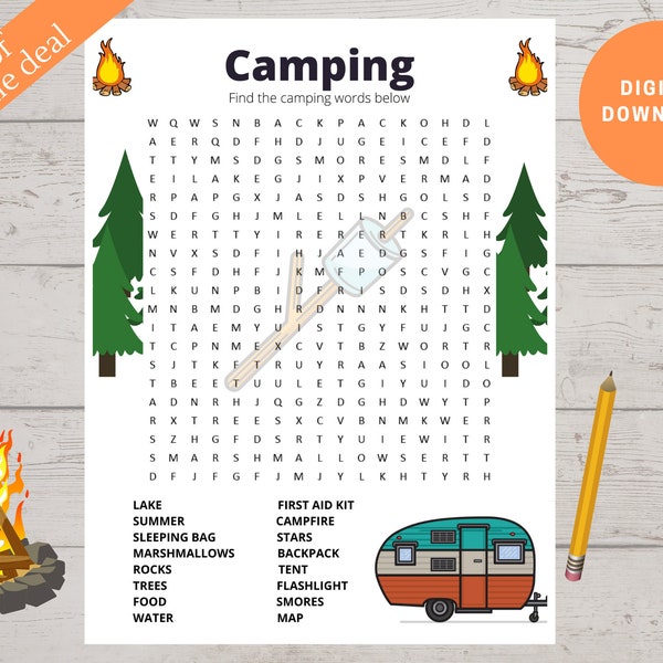 Camping Trivia Game, Camping Quiz Games, Camp Printables, Wildlife ...