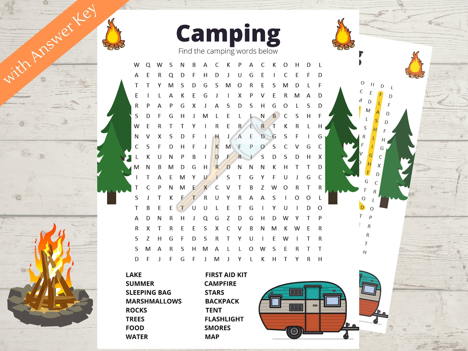 Camping Word Search Camping Games for Kids Camping Word - Etsy Canada
