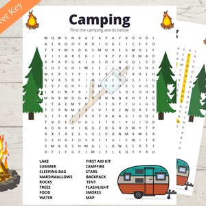 Camping Word Search, Camping Games for Kids, Camping Word Find, Summer ...
