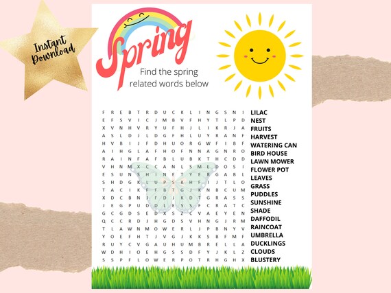 Butterfly Spring Word Search for Kids Printable Summer Time - Etsy