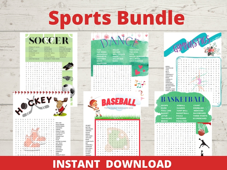 Hockey Word Search for Kids, PDF Printable and Instant Download - Etsy