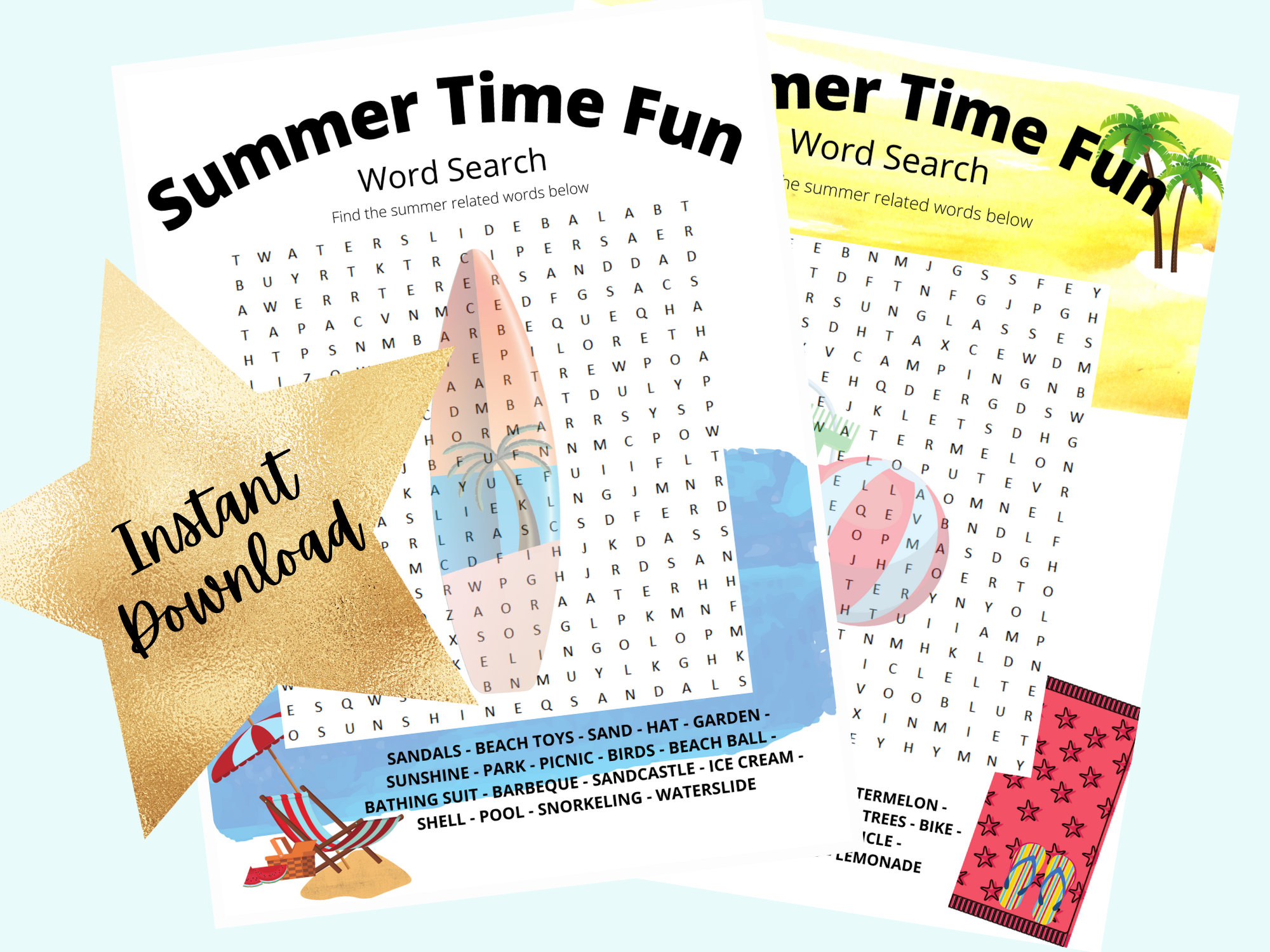 Summer Time Word Search, Printable Activities for Kids and Adults - Etsy