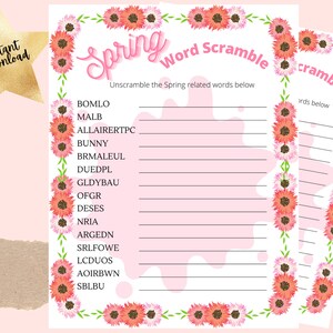 Spring Word Scramble Game, Spring Activities for Kids, Family Game ...