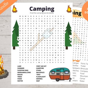 Word Search, Camping Activities, Word Search for Older Kids, Digital ...