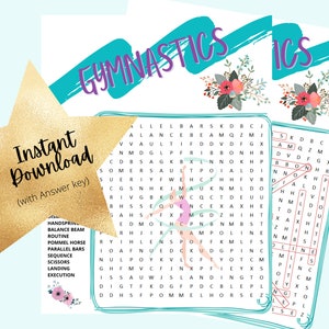 Gymnastics Word Search for Kids, PDF Printable/instant Download - Etsy