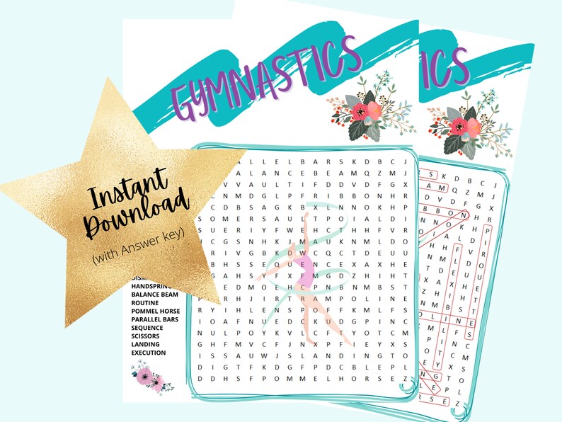 Gymnastics Word Search for Kids, PDF Printable/instant Download - Etsy