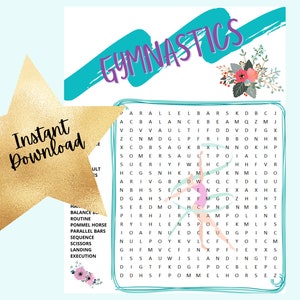 Gymnastics Word Search for Kids, PDF Printable/instant Download - Etsy
