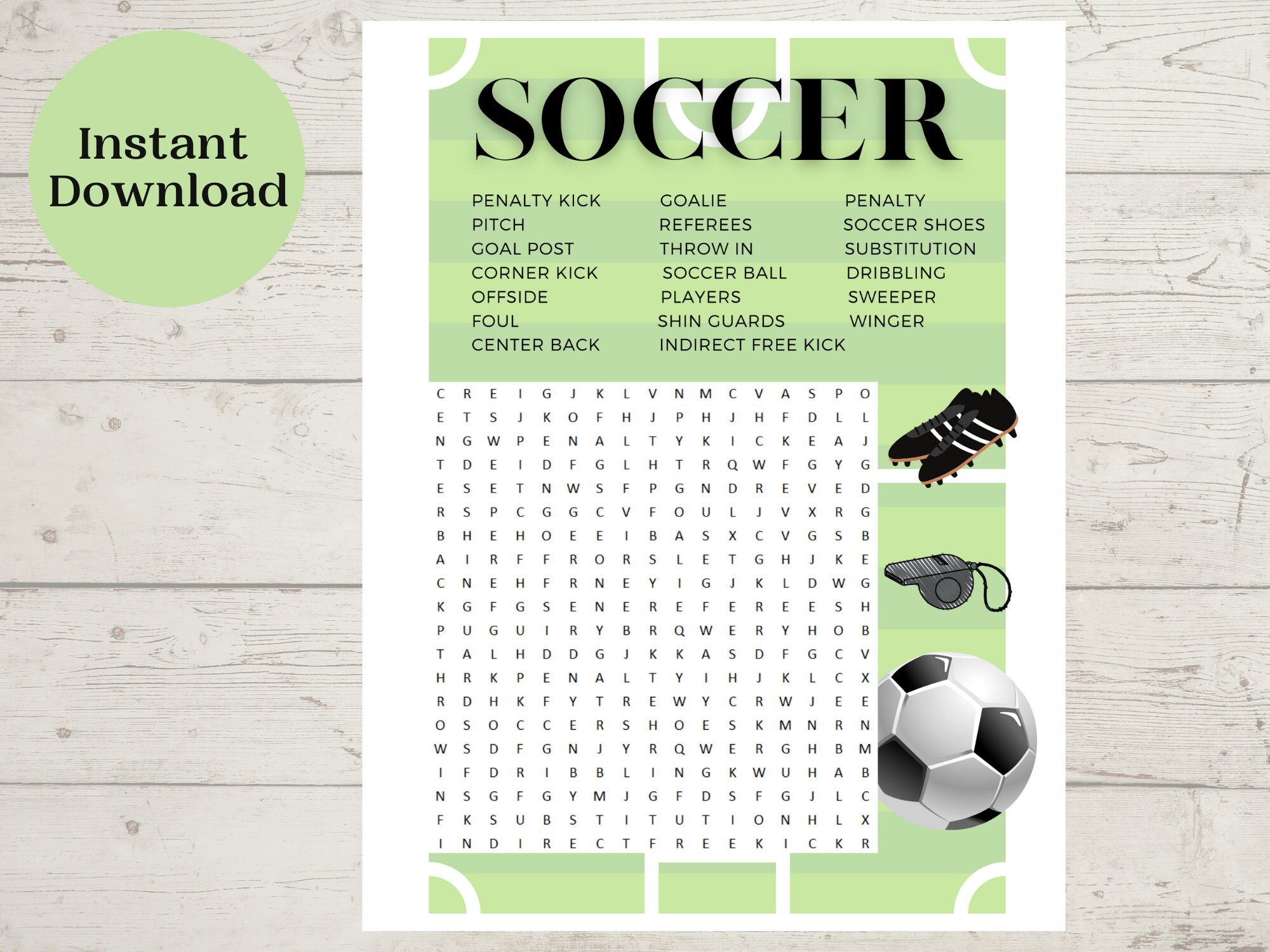 Soccer Word Search for Kids, PDF Printable and Instant Download - Etsy