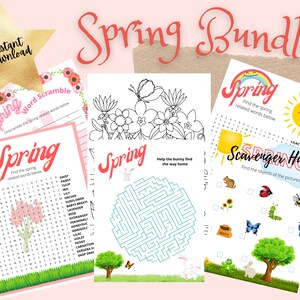 Spring Fun Activity Games Bundle, Instant Download, 5 Different ...
