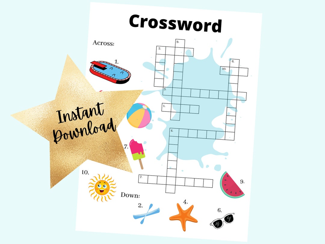Crossword Activity for Kids and Adults, Summer Time Fun, Digital (PDF ...