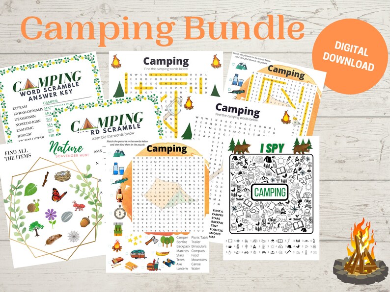 Camping Word Search, Camping Games for Kids, Camping Word Find, Summer ...