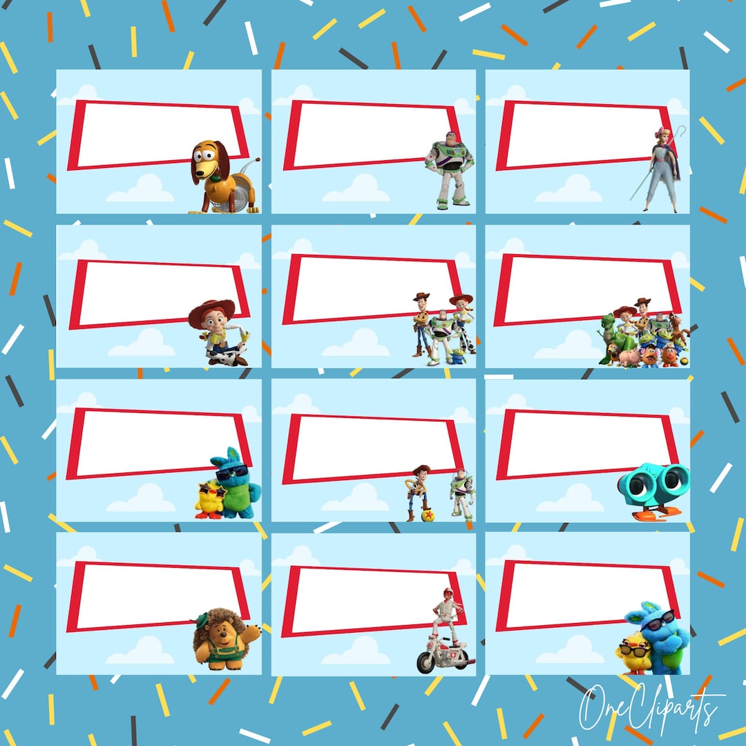 12 Toy Story Place Cards Set 3, Toy Story Party Food Label, Toy Story ...