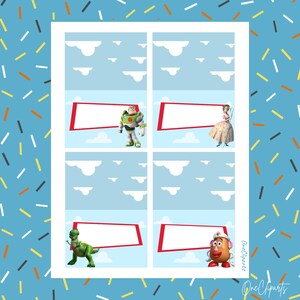 12 Toy Story Place Cards Set 11, Toy Story Party Food Label, Toy Story ...