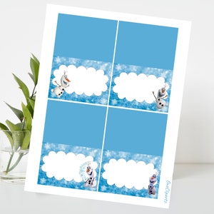 12 Frozen Place Cards, Frozen Party Food Label, Frozen Party Food Tents ...
