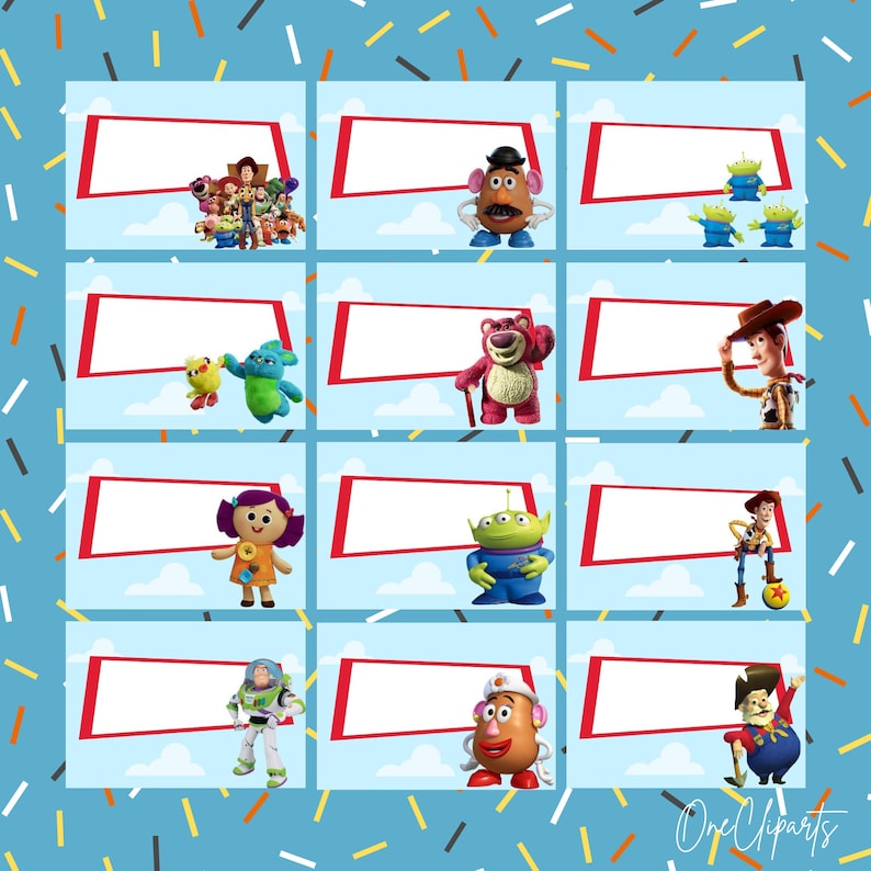 12 Toy Story Place Cards Set 8 Toy Story Party Food Label - Etsy