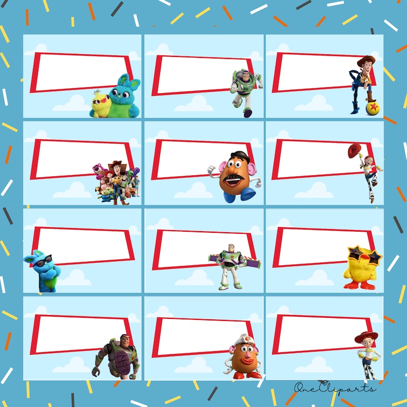 12 Toy Story Place Cards Set 1 Toy Story Party Food Label - Etsy