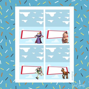12 Toy Story Place Cards Set 7, Toy Story Party Food Label, Toy Story ...