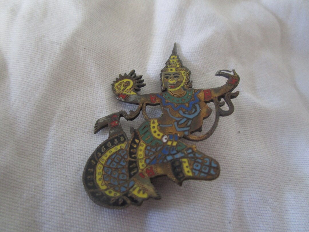 Antique Enameled Sterling Silver Dancing Lady Brooch - Etsy