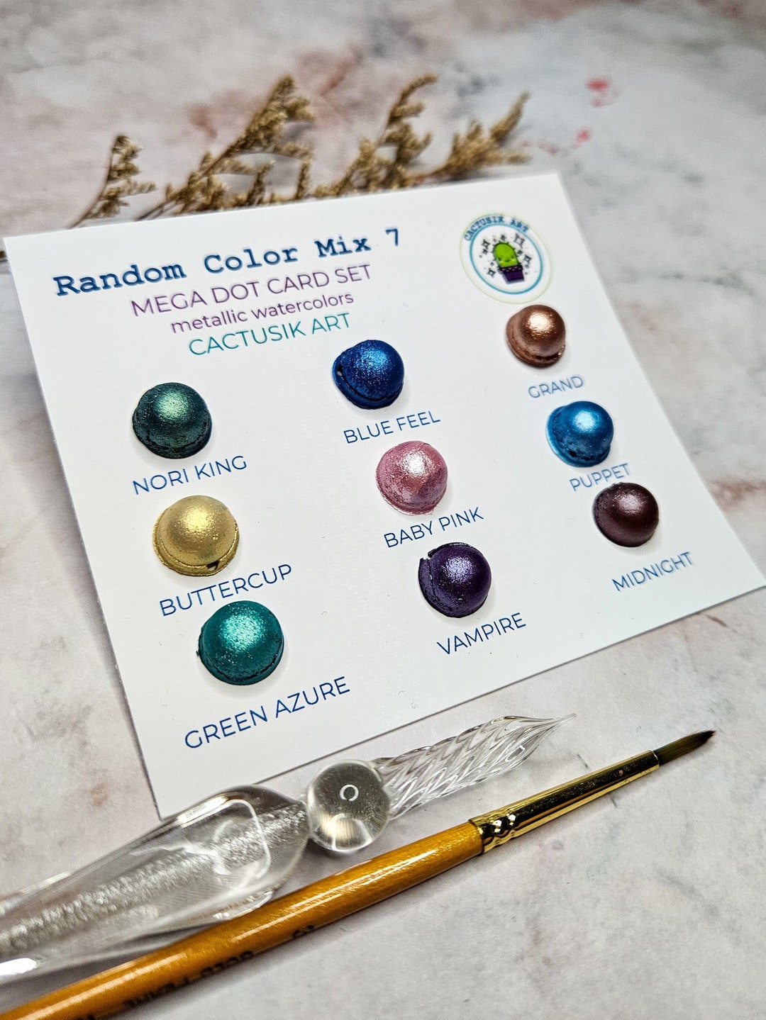 RANDOM MIX 7 Dot Card With 9 Metallic Paint Sample, Shimmery Paint to ...