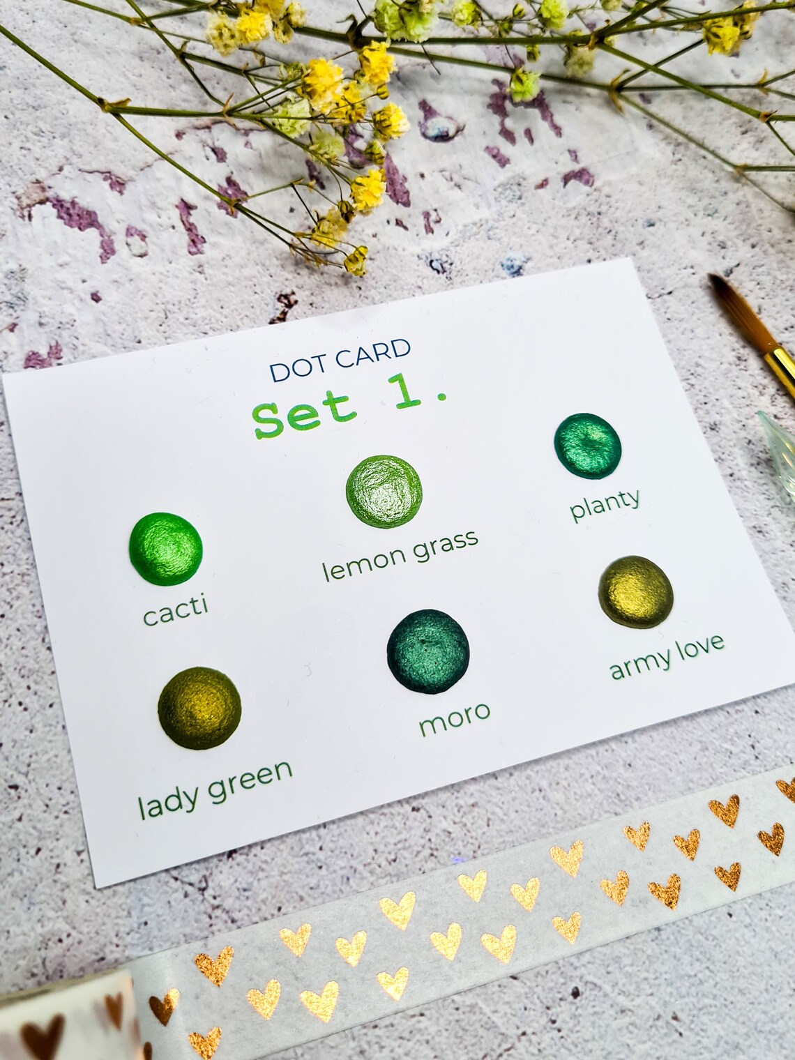 DOT CARD 1 Watercolor Set for Botanical Decormetallic Paint - Etsy
