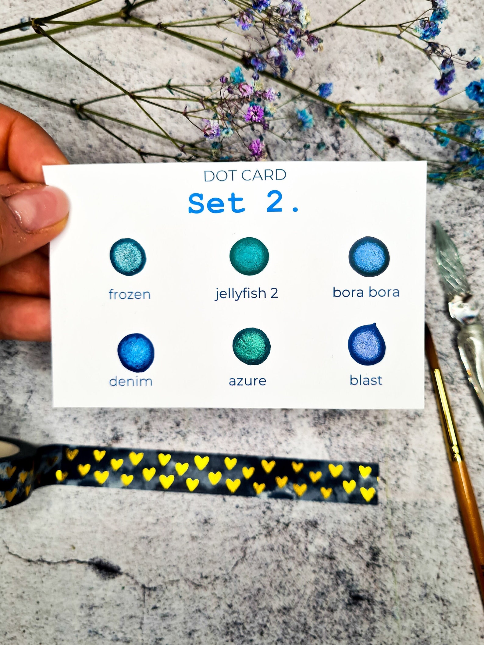 DOT CARD SET 2 Metallic Watercolor, Stationery for Scraper, Rock ...