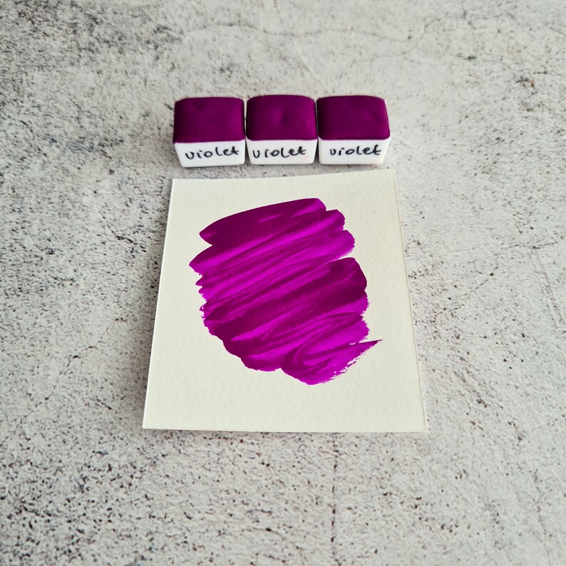 NEON VIOLET Watercolor to Fan Art Handmade Paint to Floral - Etsy