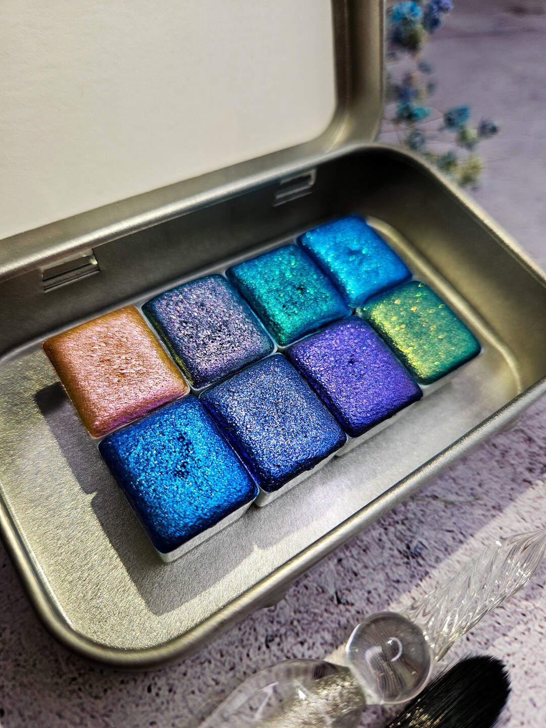 TRUE COSMO Chameleon Half Pan Watercolor Set, Metallic Travel Paint ...