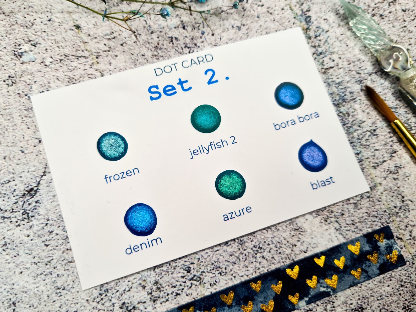 DOT CARD SET 2 Metallic Watercolor, Stationery for Scraper, Rock ...