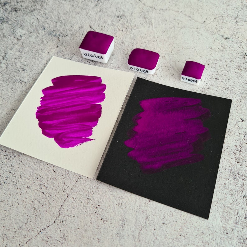 NEON VIOLET Watercolor to Fan Art Handmade Paint to Floral - Etsy
