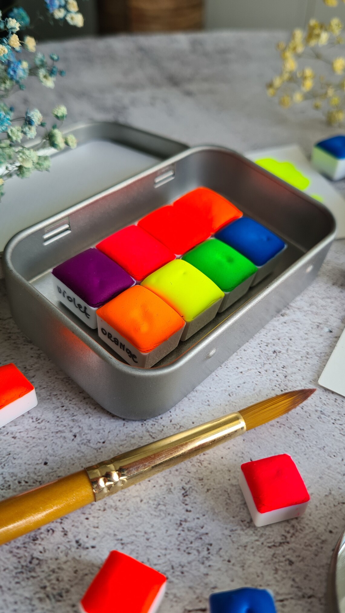 NEON Watercolor for Journaling Mini Paint Palette - Etsy