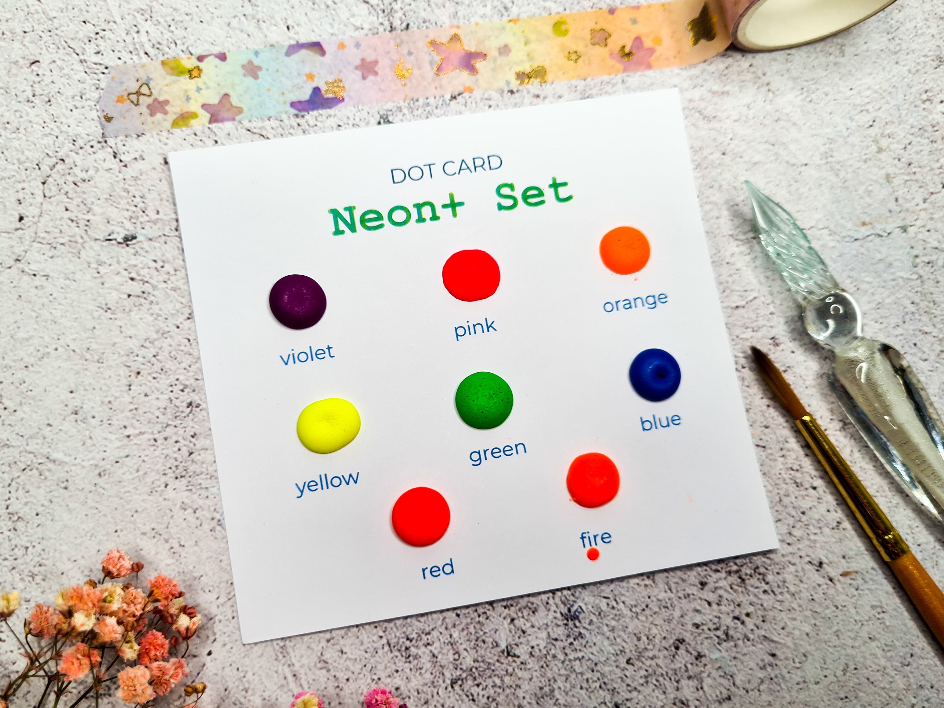NEON Watercolor Dot Card Sample Set Mini Writing Accessories - Etsy