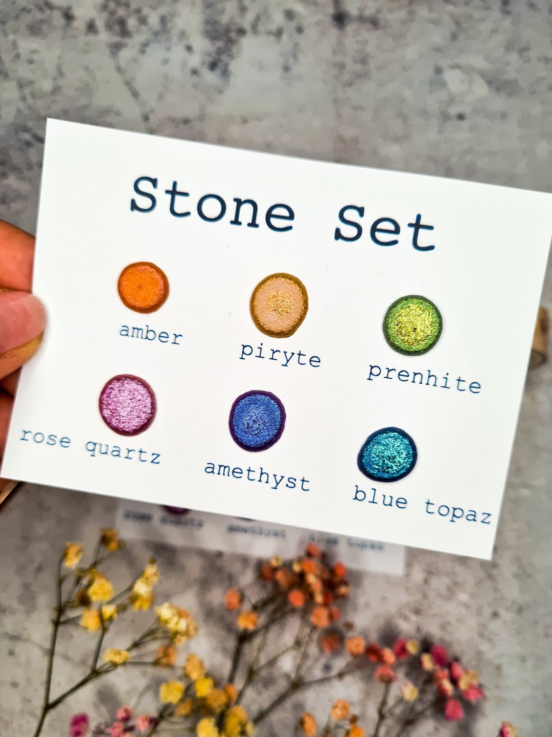 STONE SET Watercolor Dot Card Sample Colorshift Handmade - Etsy