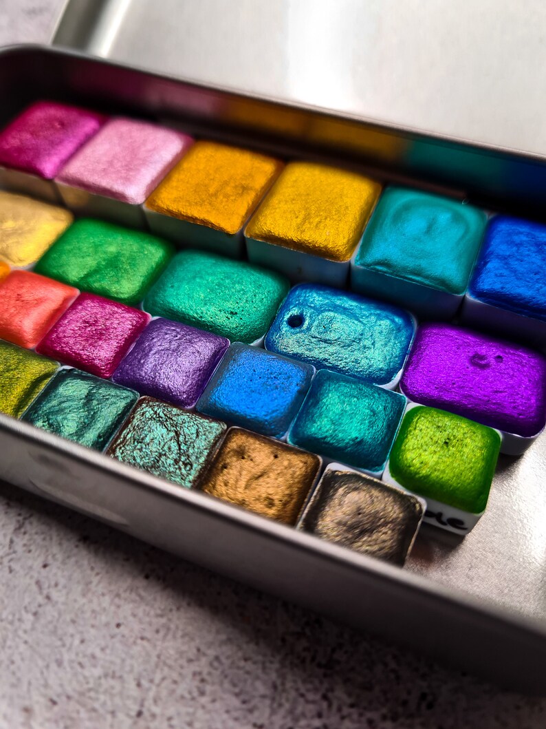 Metallic Watercolor 24 Paint Set for Journalingshimmery Pearl | Etsy