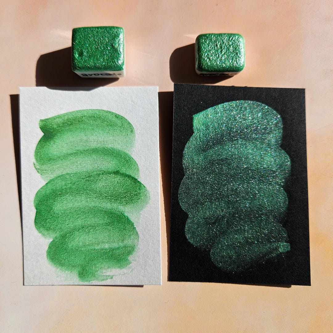 AVOCADO Quarter Pan Glittery Watercolor, Junk Journal Materials, Art ...