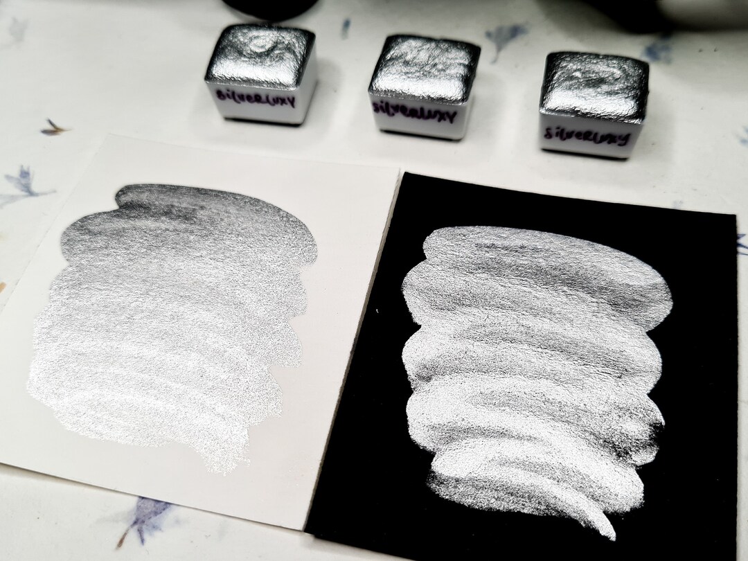 SILVERLUXY Half Pan Handmade Watercolor,silver Aluminium Metallic Paint ...