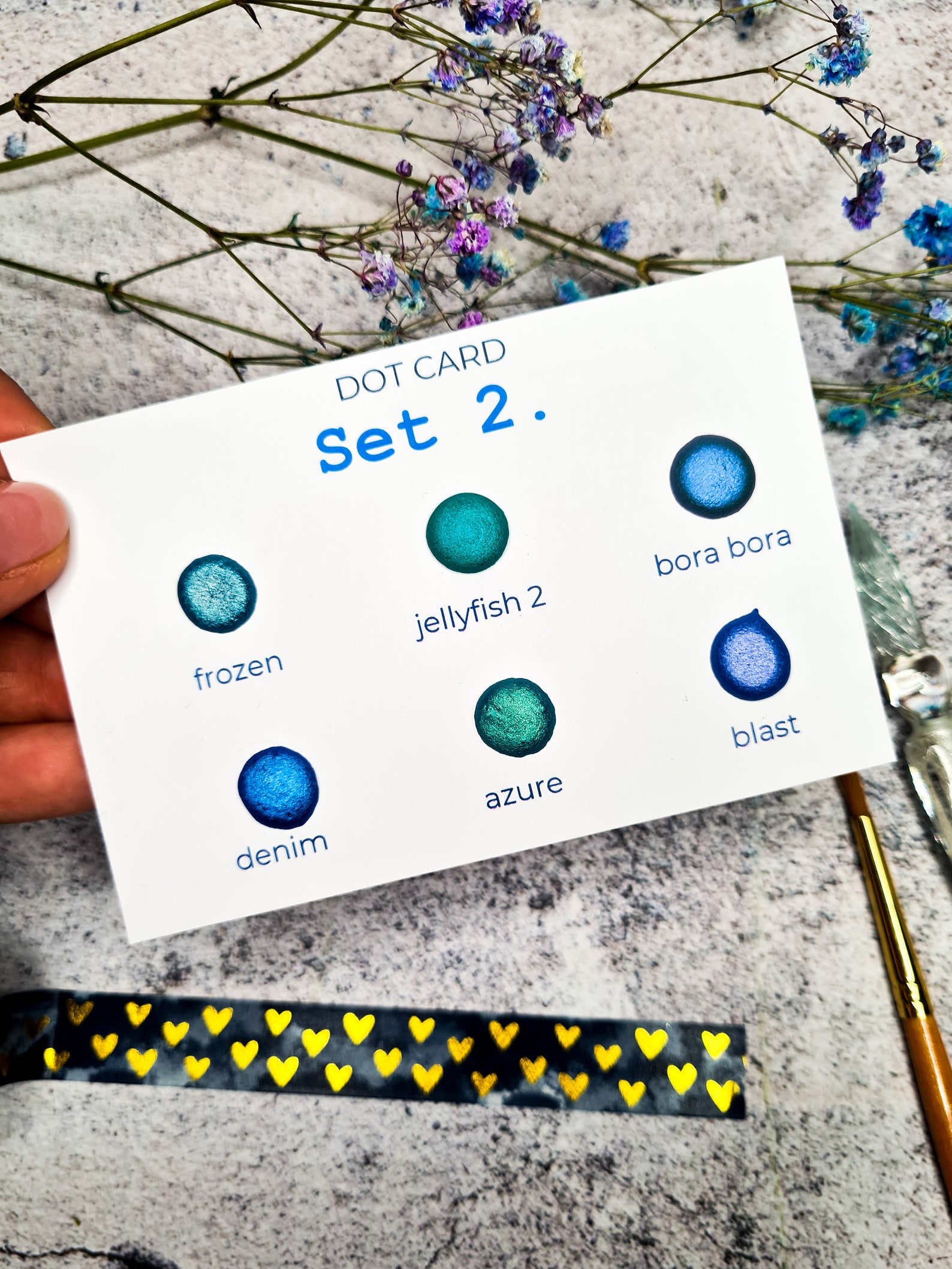 DOT CARD SET 2 Metallic Watercolor, Stationery for Scraper, Rock ...