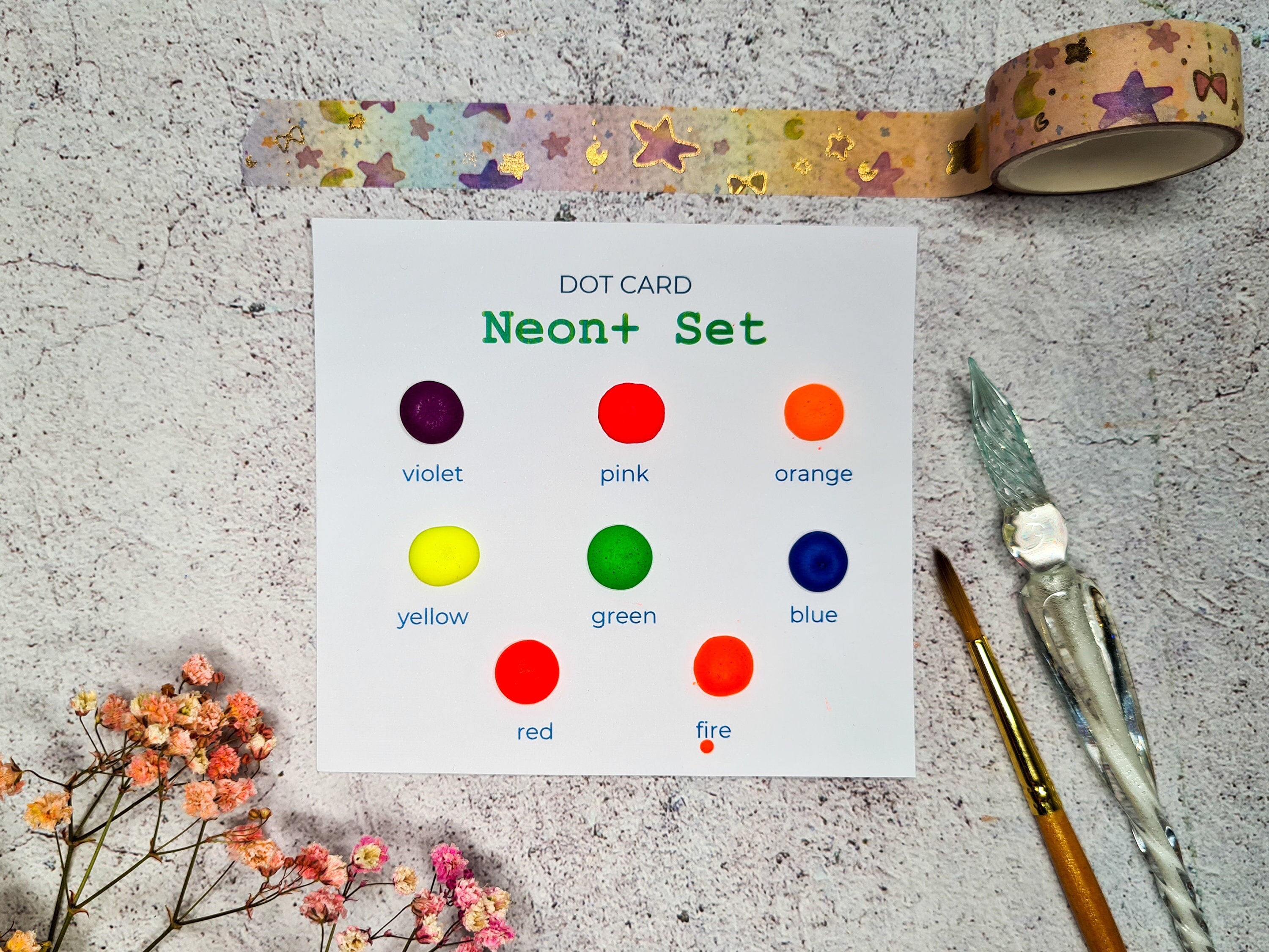 NEON Watercolor Dot Card Sample Set Mini Writing Accessories - Etsy