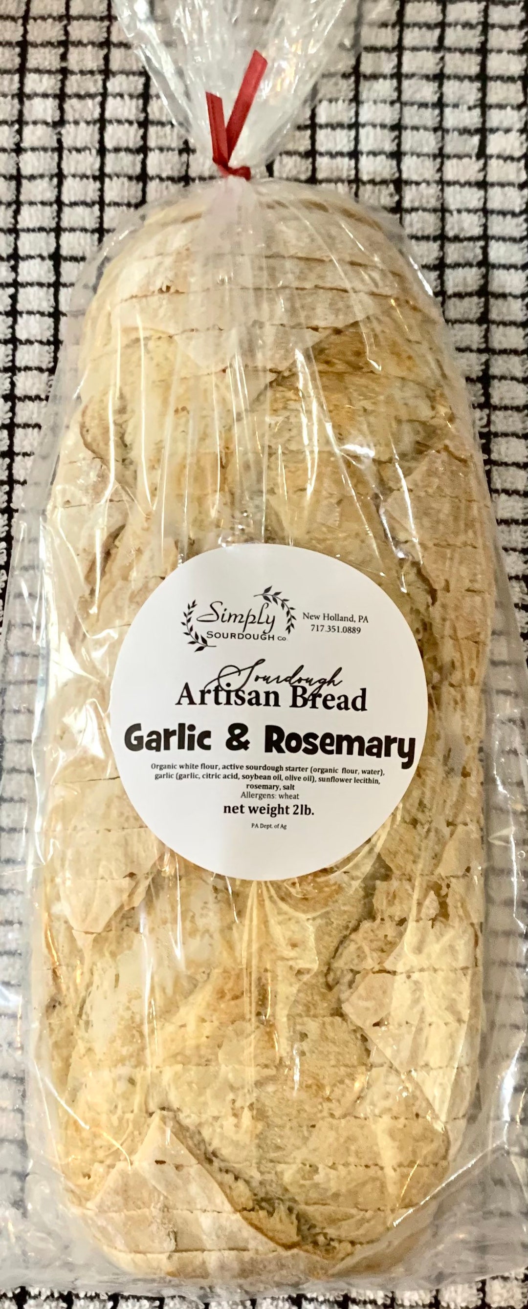 Bread; Sourdough, Garlic & Rosemary Artisan, Amish Made, Pack of 1 Loaf ...